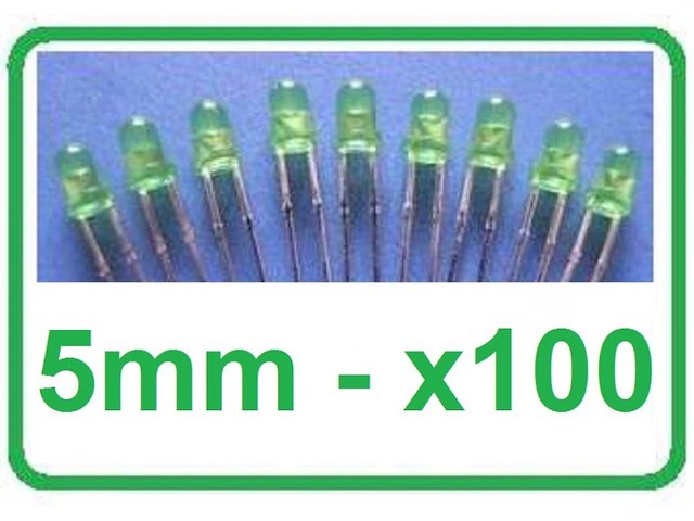 LED dioda - Zelena - 5mm - 100 komada