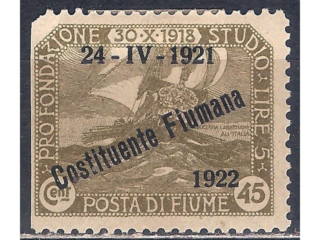 1922 - FIUME sa pretiskom 45 cent MH