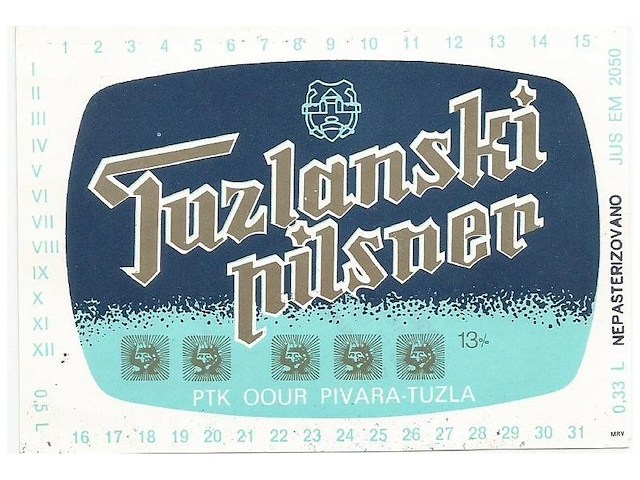 Tuzlanski Pilsner stara pivska etiketa