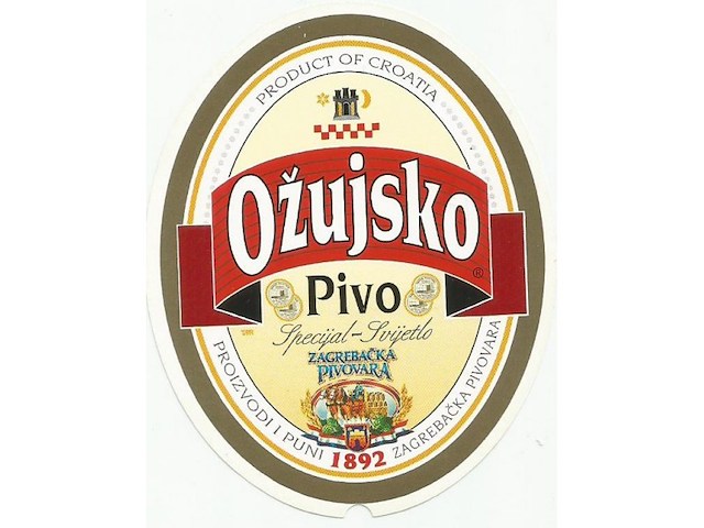 OZUJSKO PIVO  Pivovara Zagreb etiketa