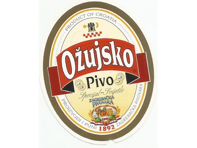 OZUJSKO PIVO  Pivovara Zagreb etiketa