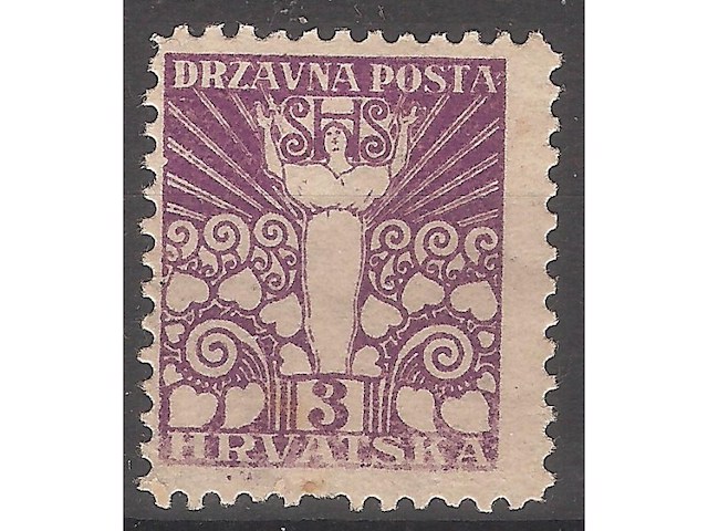 1919 - SHS Hrvatska - andjeo mira 3 fil  MNH