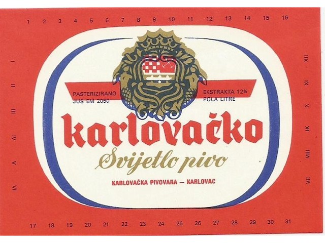 KARLOVACKO SVIJETLO PIVO pivska etiketa