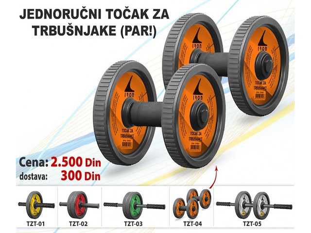 Točak za trbušnjake - ab roller JEDNORUČNI (PAR)