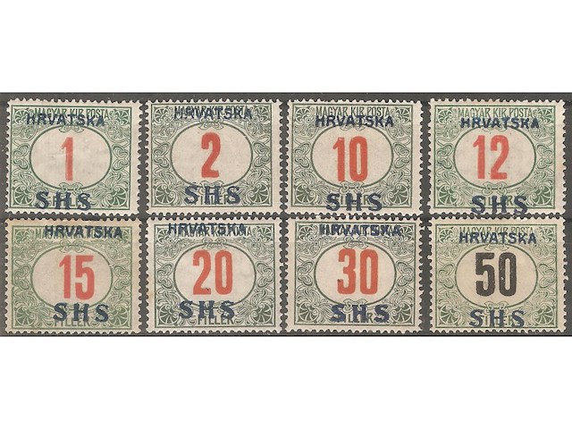 1918 - SHS Hrvatska Porto komplet MH