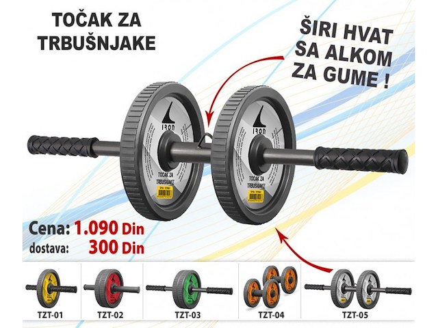 Točak za trbušnjake - ab roller ŠIRI HVAT sa alkom