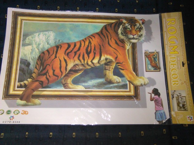 NOVO-3-D SAMOLEPLJIVA NALEPNICA-STIKER TIGAR-70X51cm