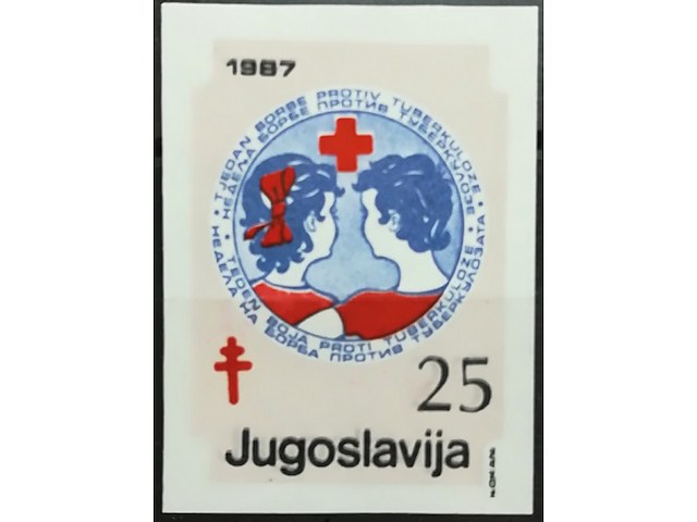 TUBERKULOZA 1987.G.-25 D.-DUPLA CRNA ŠTAMPA-NEZUPČANO