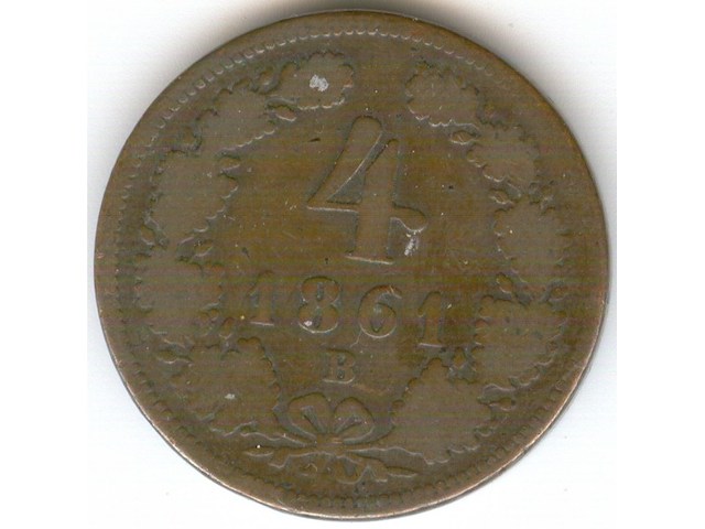 Austrija 4 kreuzer 1861 B