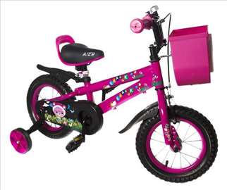 Dečiji bicikl sa pomoćnim točkovima roze