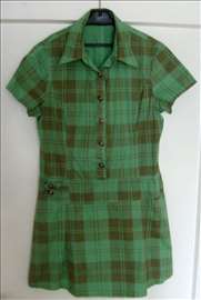 Karirana letnja haljinica zeleno-braon boje (NOVO)