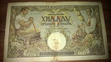 1000 dinara 1942