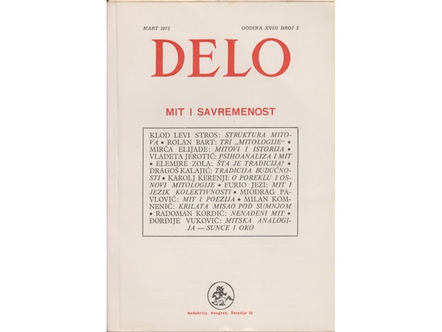 Delo 3/1972 - MIT I SAVREMENOST - perfekTTTTTTTTT