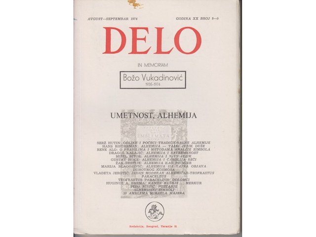 Delo 8-9/1974 - UMETNOST, ALHEMIJA - Nerasečene strane