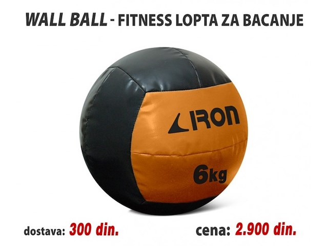 Wall Ball - Fitnes lopta za bacanje 6kg