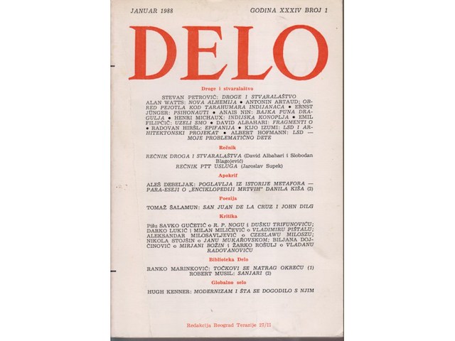 Delo 1/1988 - DROGE I STVARALAŠTVO - odličnO