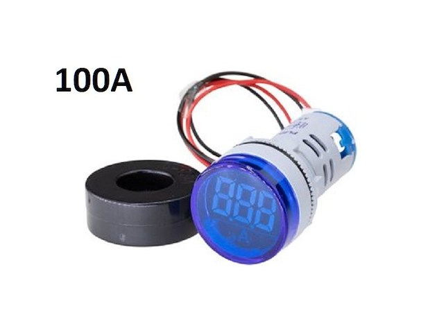 Ampermetar AC 100A plavi displej (220V) - 22mm
