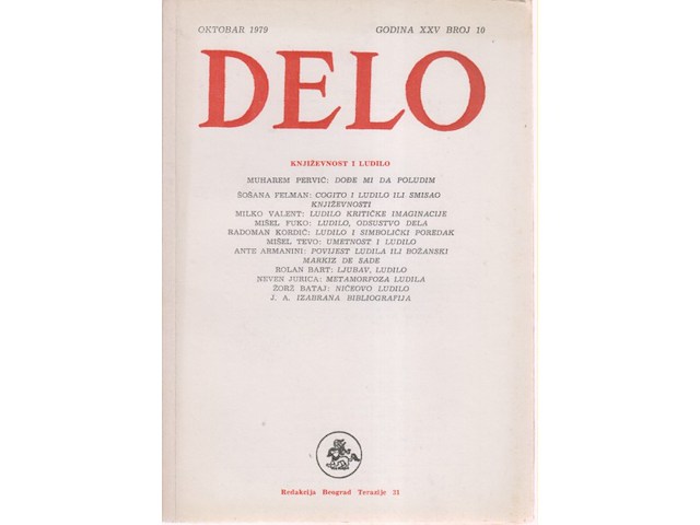 Delo 10/79 / Fuko Bart Bataj - KNJIŽEVNOST I LUDILO