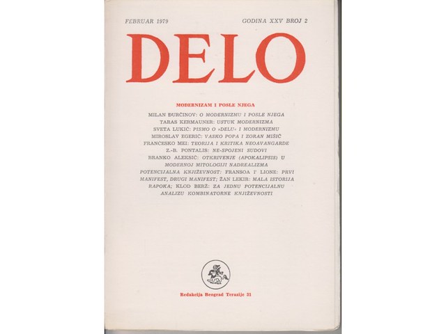 Delo 3/79 MODERNIZAM I POSLE NJEGA - Nerasečene strane