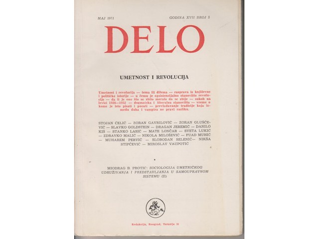 Delo 5/71 - UMETNOST I REVOLUCIJA - Odličan primerak !