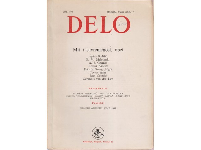 Delo 7/72 - MIT I SAVREMENOST, OPET