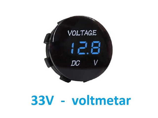 Voltmetar vodootporan DC 33 V plavi displej okrugli