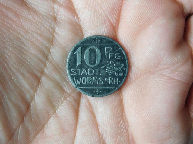 10 stadt worms pfennig 1918