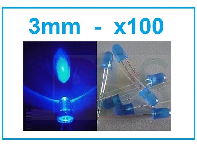 LED dioda - Plava - 3mm - 100 komada
