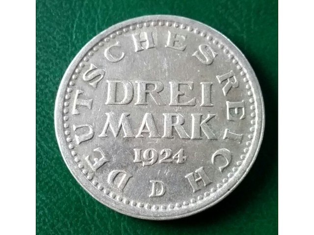 DREI MARK 1924 D srebro