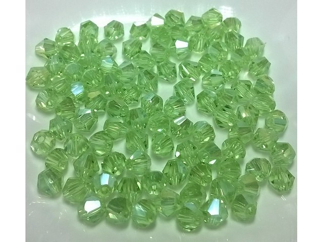 (A291) Kristali Bicone Svetlo Zelena AB 4mm