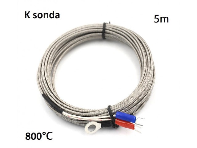 Temperaturna sonda 800℃ 5m K tip sa papucicom 6mm rupa