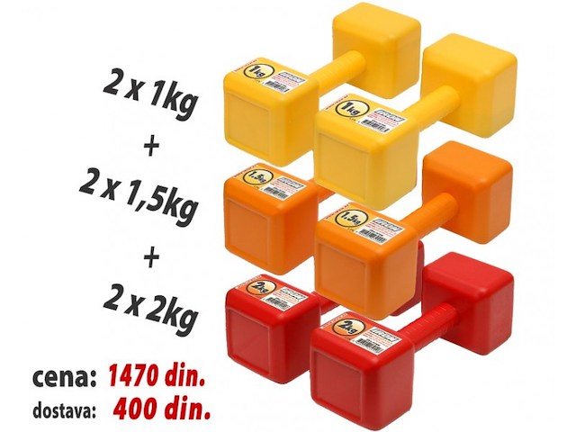 Tegovi plastični 2x1kg + 2x1,5kg + 2x2kg SET