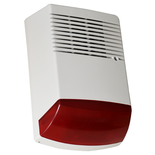 Sirena sa strob crvenim svetlom outdoor KF88, negoreće UV otporno ABS plastično kućište oko metalnog kućišta, 3.8KHz ton, jačina 120dB, dvostruki tamper alarm, mesto za backup bateriju, 250x160x100mm