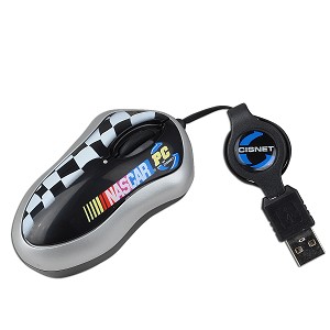 Miš Logitech NASCAR USB mini optički (3 tastera), kabl se uvlači/izvlači