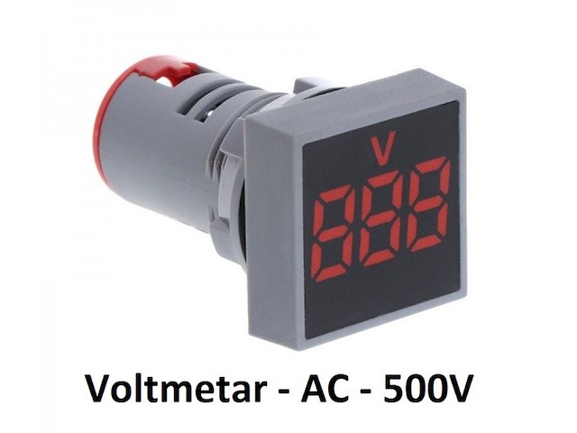 Voltmetar AC 20-500V crveni displej - 29mm