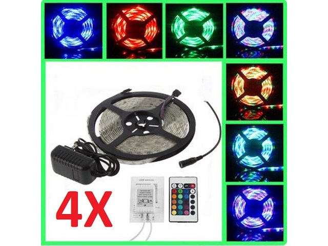 4 x RGB LED komplet 5 m vodootporna LED SLIM