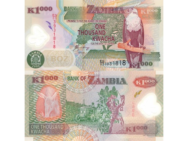 ZAMBIA 1.000 Kwacha 2006 UNC, P-44 Polymer