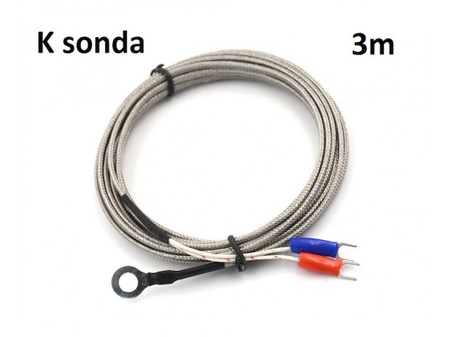 Temperaturna sonda 800℃ 3m K tip sa papucicom 6mm rupa