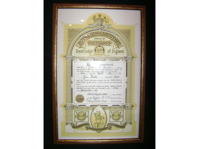 Masonska diploma RAOB 1959