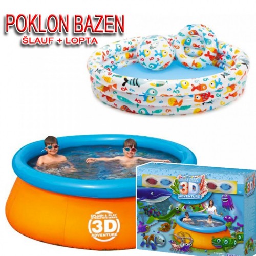 Bazen igraonica 3D Ariel + poklon bazen za decu+lopta+šlauf