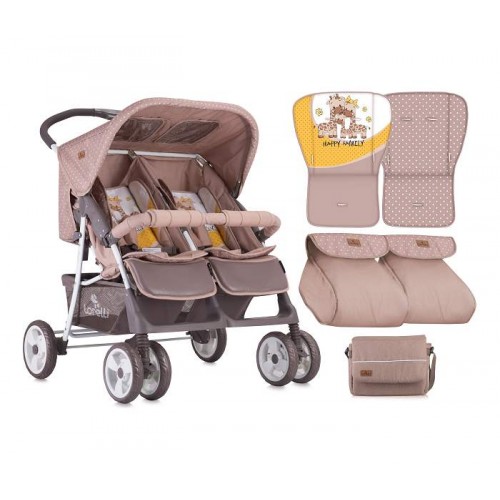 Kolica za Blizance Twin-Beige&Yellow Happy Family