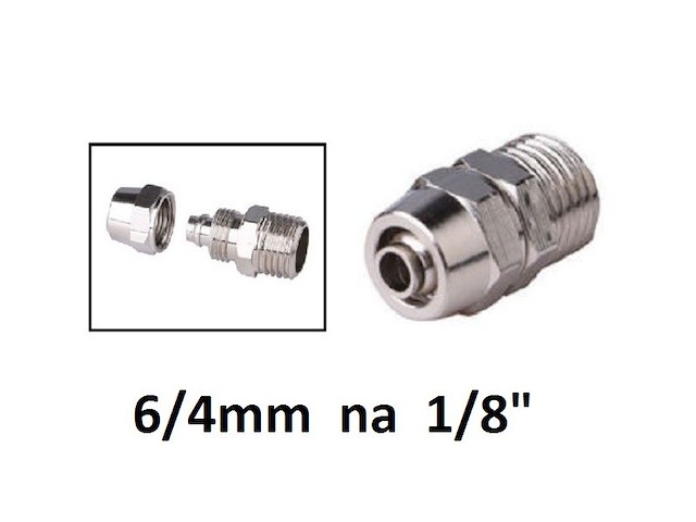 Pneumatska spojnica za vazduh 6/4mm na 1/8 (oko 9.5mm)