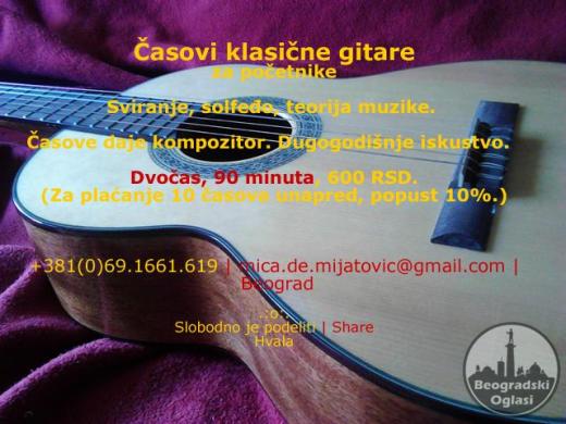 Časovi klasične gitare za početnike