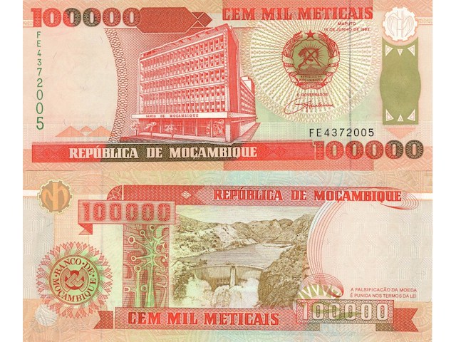 MOZAMBIQUE 100.000 Meticais 1993 UNC, P-139