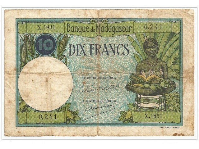 Madagascar 10 francs 1937/47.