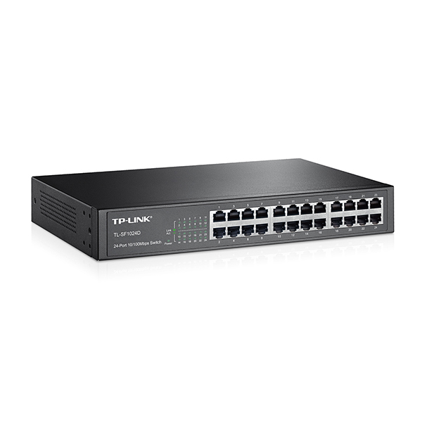 TP-Link TL-SF1024D 24-port 10/100Mb/s desktop / 19" rackmount svič, 802.3x flow control, 4.8Gbps capacity, interno napajanje AC100-240V /50-60Hz, Energy-efficient – 75% manja potrošnja, max. 3.5W