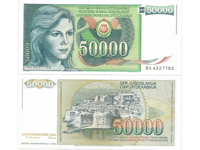 Jugoslavija 50.000 dinara 1988. UNC BA serija