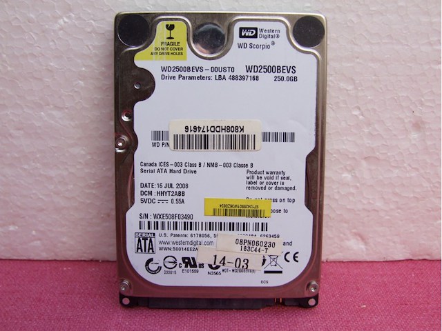 Western Digital Scorpio 250GB hard disk + GARANCIJA!