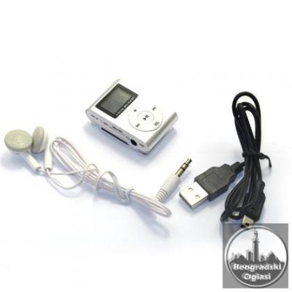 Mp3 sa LCDom+USB+slusalice sivi