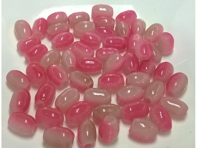 (A457) Staklene Perle Ovalne Roze Bez 50kom